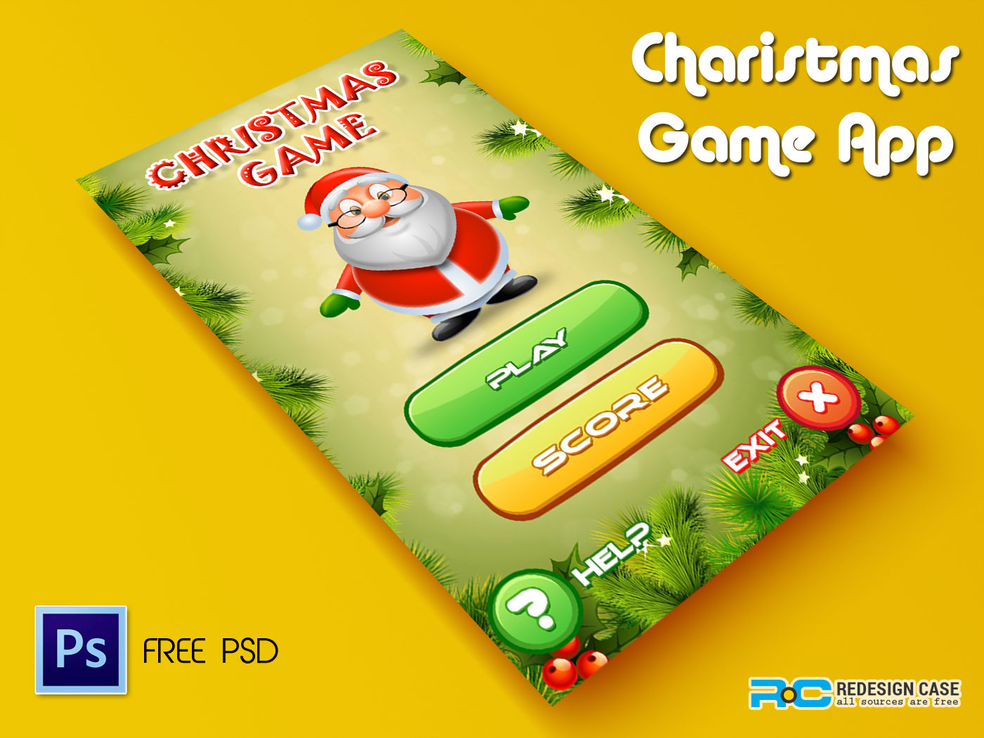 Christmas Game App PSD For Mobile UI Christmas Game App PSD For Mobile UI