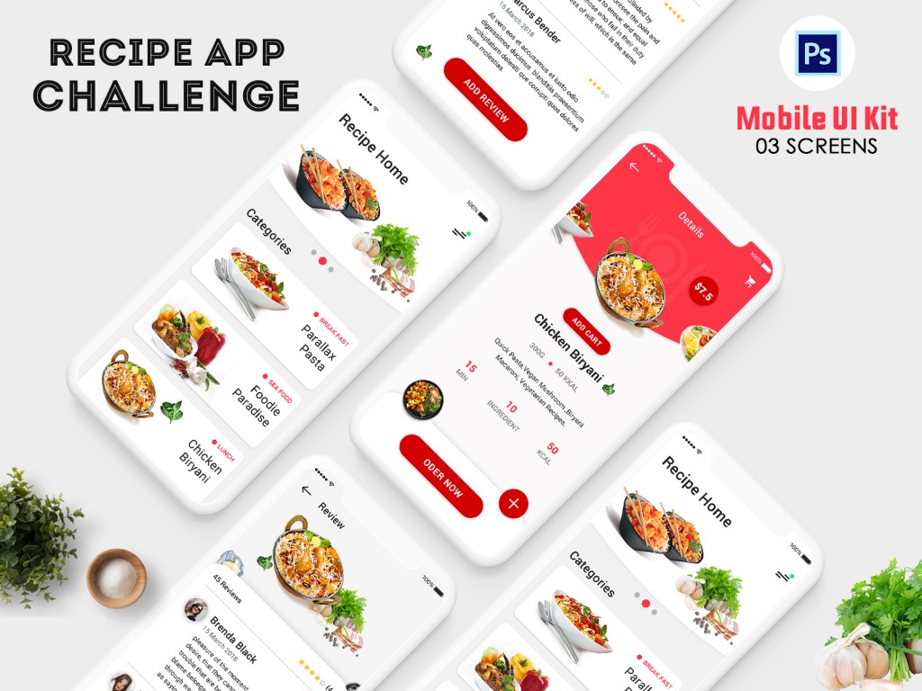 iOS Food Recipe App Concept iOS Food Recipe App Concept