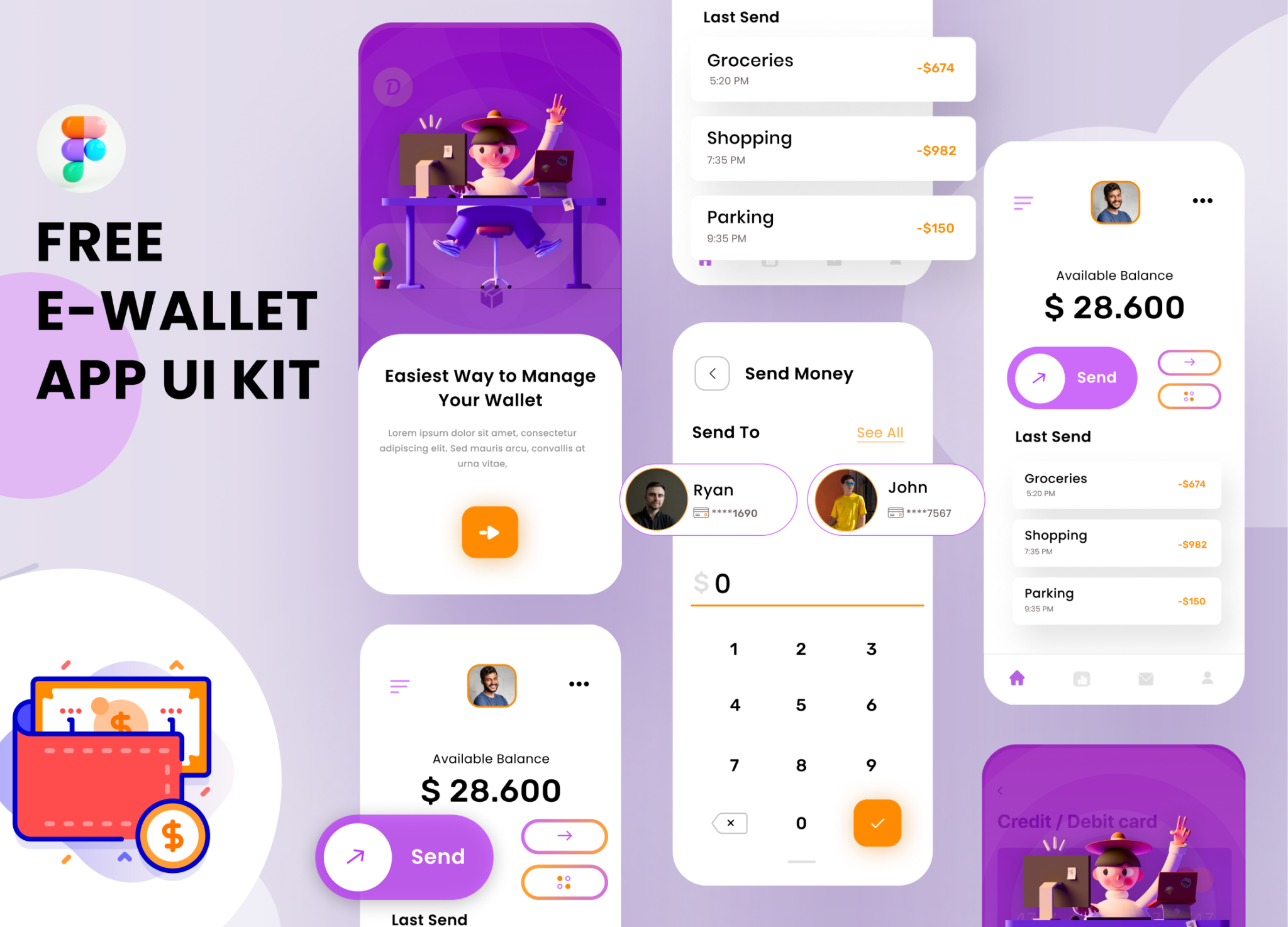 Free E-Wallet Concept UI Kit Free E-Wallet Concept UI Kit