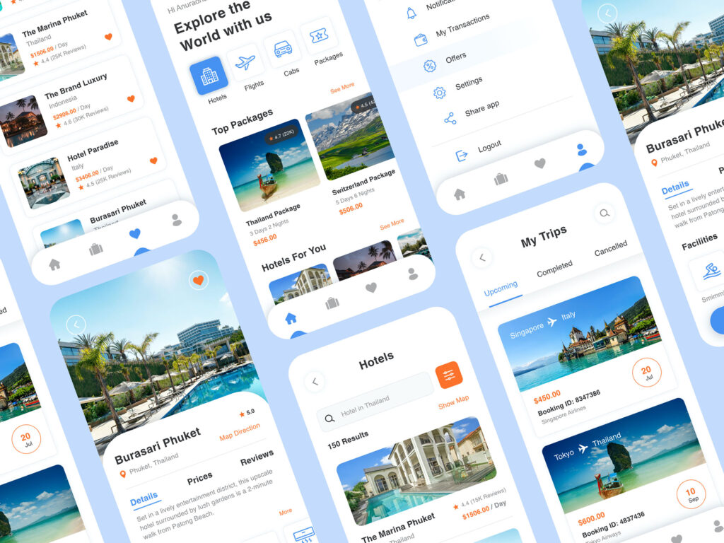 Great Travel App UI Kit Screens - PSD for Website, Mobile App UI by ... Great Travel App UI Kit Screens - PSD for Website, Mobile App UI by ...